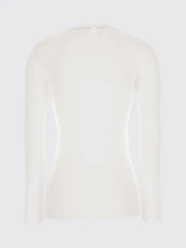 Brunello Cucinelli Long-sleeved Cotton T-shirt With Monili Embroidery - White