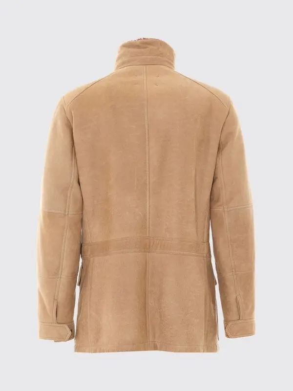 Brunello Cucinelli Shearling Utility Jacket With High Neck And Patch Pockets