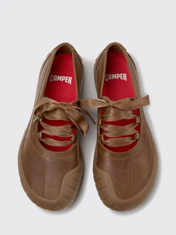 Camper Peu Path+ Calfskin Ballet Pumps With Tie-up Laces