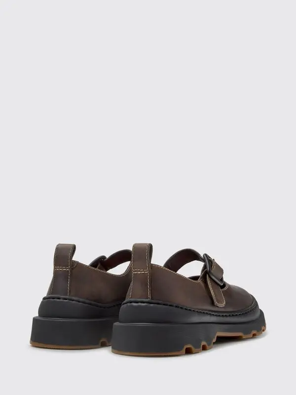 Camper Brutus+ Leather Mary Jane Ballet Pumps With Notched Sole