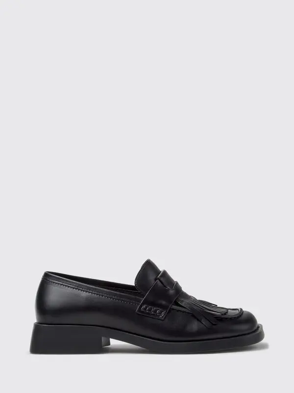 Camper Twins Smooth Leather Penny Loafers With Fringes And Xl Extralight® Sole - Black