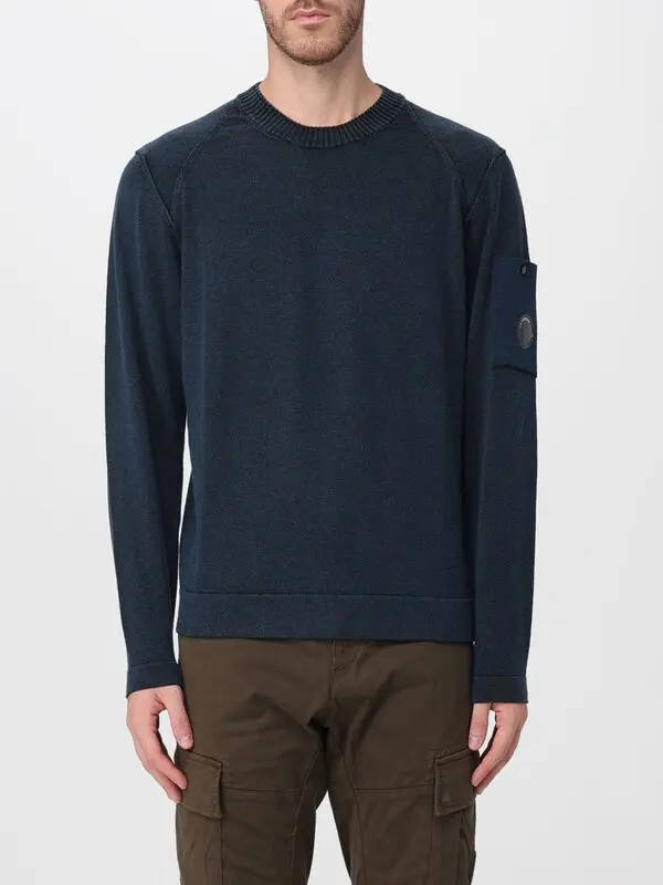C.P. COMPANY Crew Neck Pure Wool Jumper With Patch Pocket
