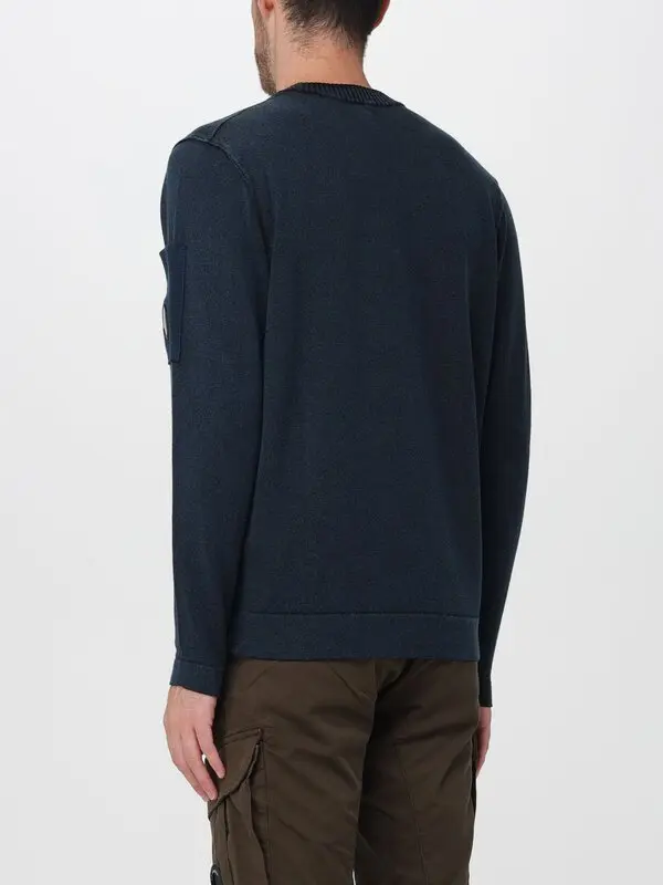 C.P. COMPANY Crew Neck Pure Wool Jumper With Patch Pocket