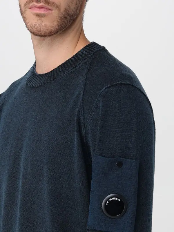 C.P. COMPANY Crew Neck Pure Wool Jumper With Patch Pocket