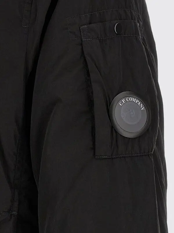 C.P. COMPANY Recycled Nylon Zip-up Shirt Jacket With Classic Collar - Black