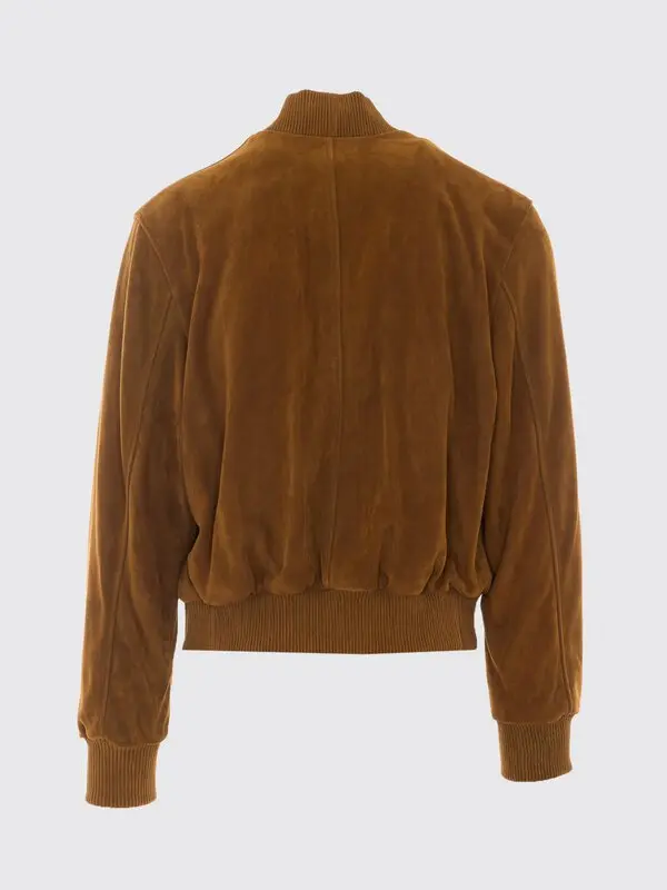AMI Paris Relaxed Fit Suede Leather Bomber Jacket With Embroidered Logo