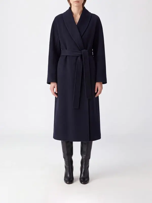 Max Mara S Wool Robe Coat - Blue