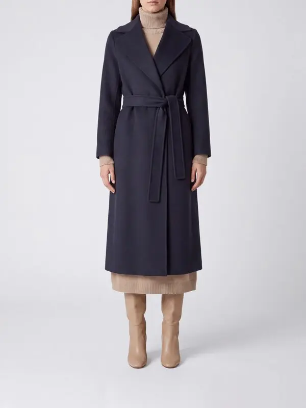 Max Mara Long Belted Pure Wool Robe Coat - Ink