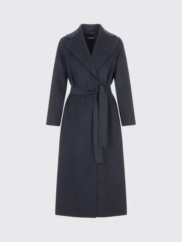 Max Mara Long Belted Pure Wool Robe Coat - Ink