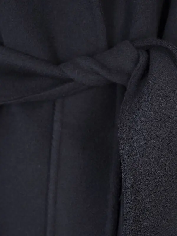 Max Mara Long Belted Pure Wool Robe Coat - Ink