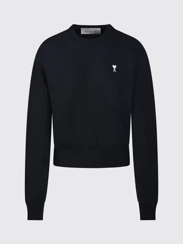 AMI Paris Crewneck Sweatshirt With Embroidered Logo - Black