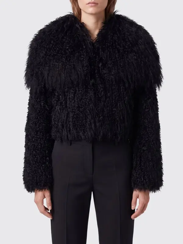 Attico Short Faux Fur Coat With Shawl Collar