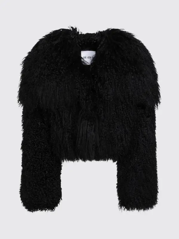 Attico Short Faux Fur Coat With Shawl Collar