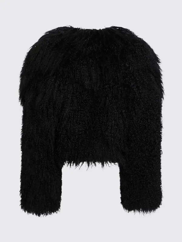 Attico Short Faux Fur Coat With Shawl Collar