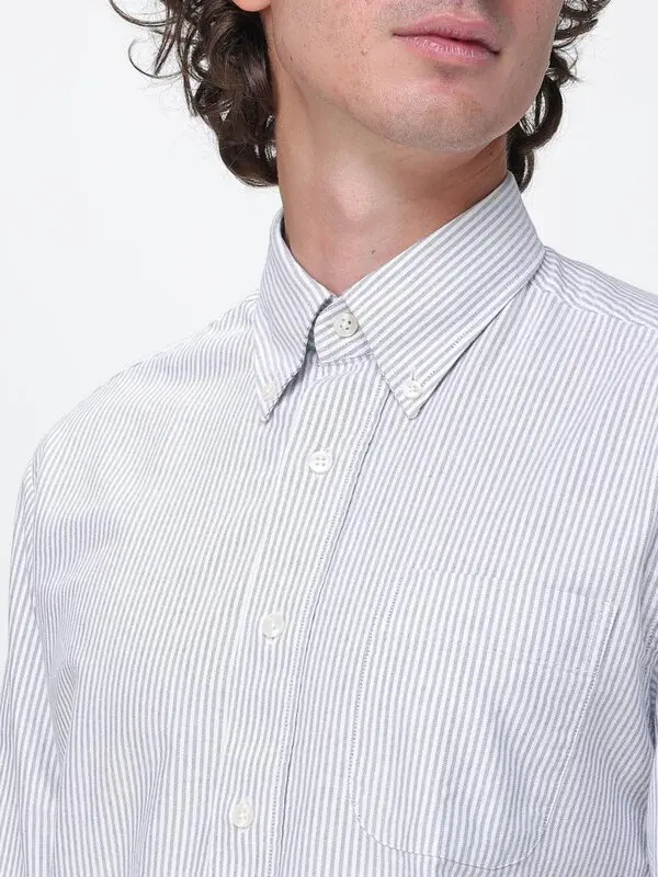 SEBAGO Striped Cotton Poplin Shirt With Button-down Collar - Blue