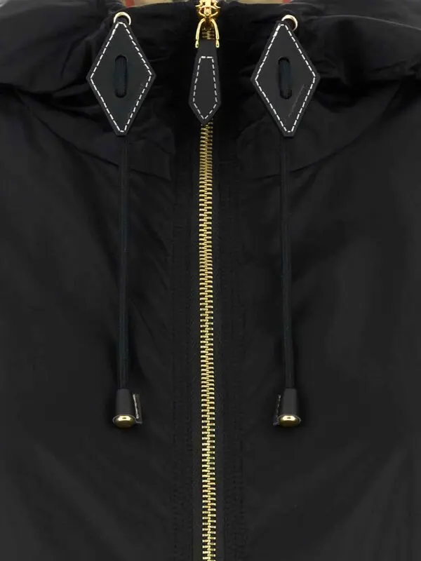 Burberry Cropped Hooded Nylon Windbreaker Jacket With Zip Fastening