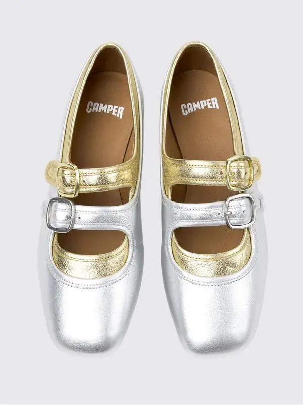 Camper Casi Myra Bi Laminated Leather Mary Jane Ballerinas With Double Strap