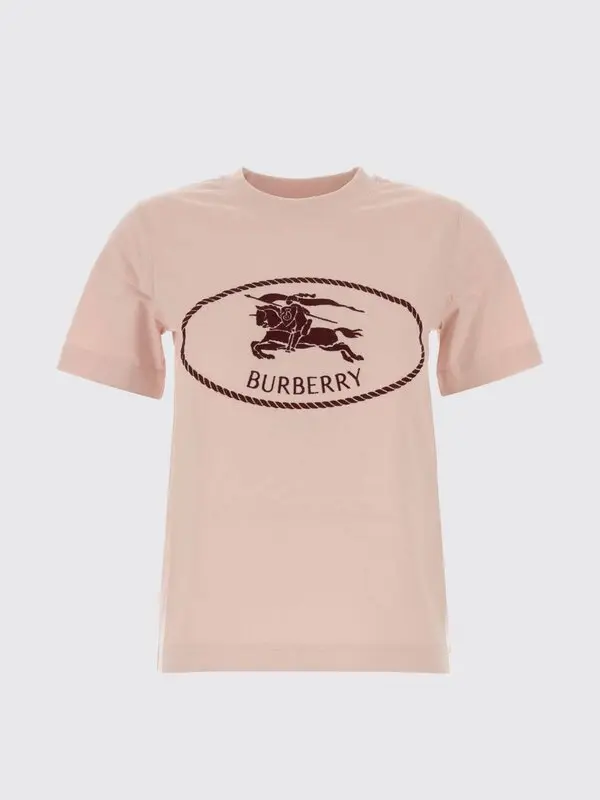 Burberry Crewneck Cotton T-shirt With Contrasting Ekd Logo - Pink