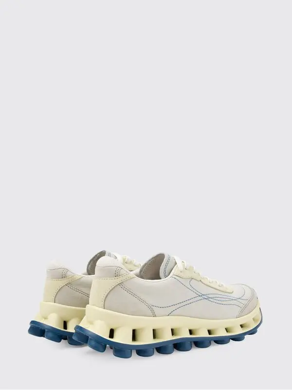 Camper Pelotissima Bi Leather And Nubuck Low-top Sneakers With Serrated Sole - White
