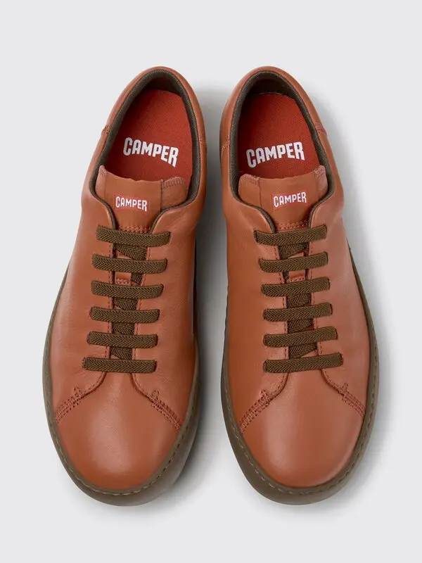 Camper Peu Touring Slip-on Sneakers In Calfskin Leather With Elastic Laces - Red