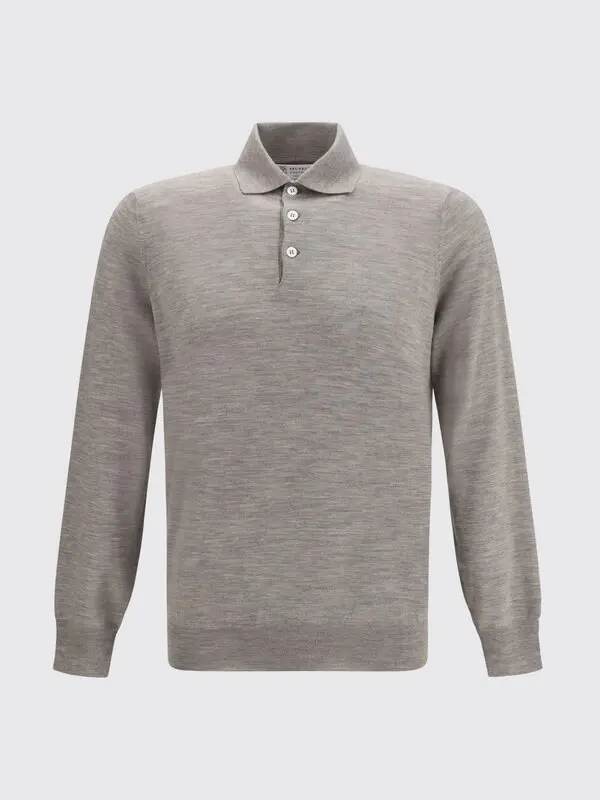 Brunello Cucinelli Long-sleeved Knit Cashmere Polo Shirt