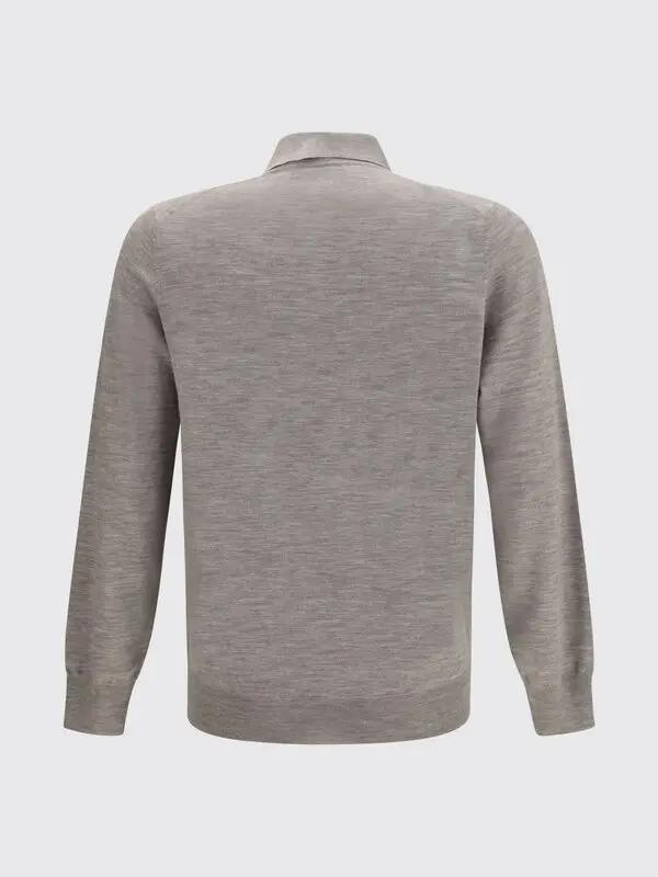 Brunello Cucinelli Long-sleeved Knit Cashmere Polo Shirt