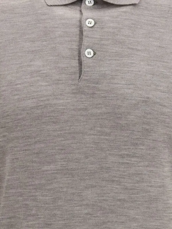 Brunello Cucinelli Long-sleeved Knit Cashmere Polo Shirt