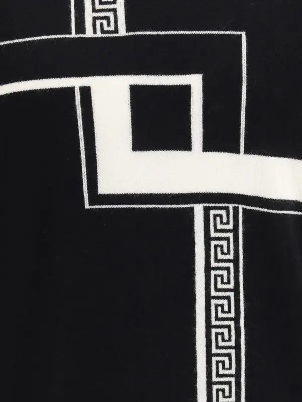 Versace Greca Pattern Cashmere Crewneck Jumper With Contrast Detail