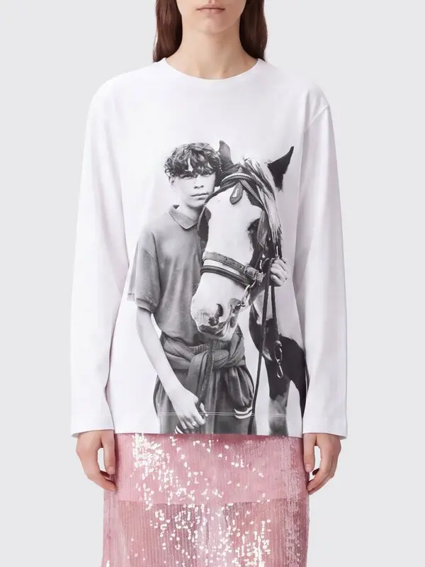 Simone Rocha Long-sleeved Cotton T-shirt With Graphic Print