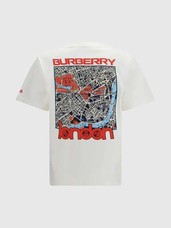 Burberry Cotton T-shirt With Graphic Print And Contrasting Logo