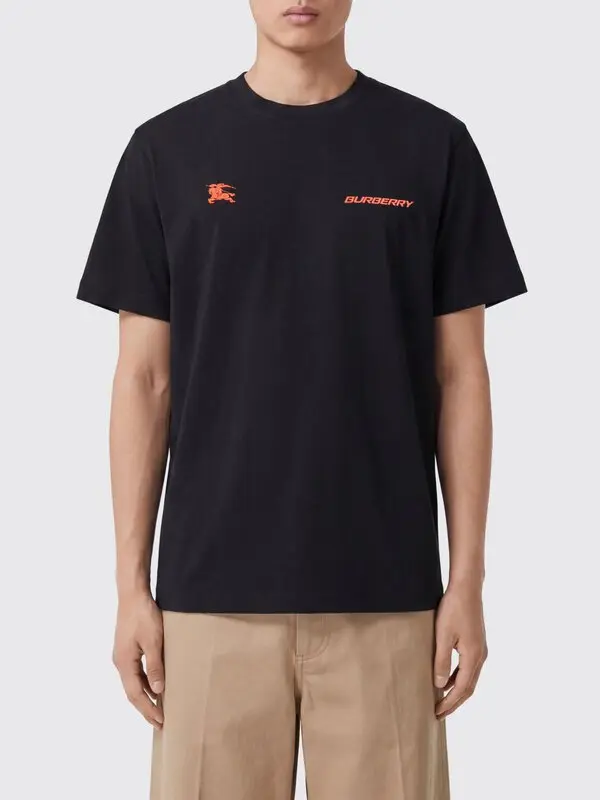 Burberry Cotton T-shirt With Graphic Print And Contrasting Logo