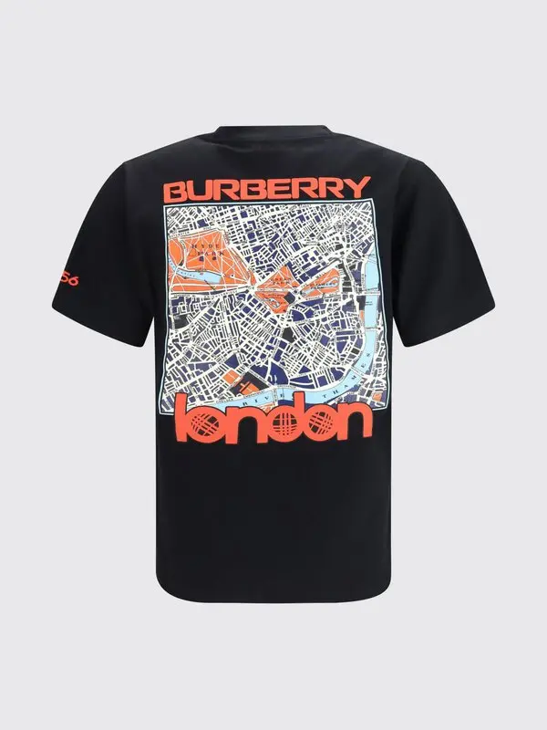 Burberry Cotton T-shirt With Graphic Print And Contrasting Logo