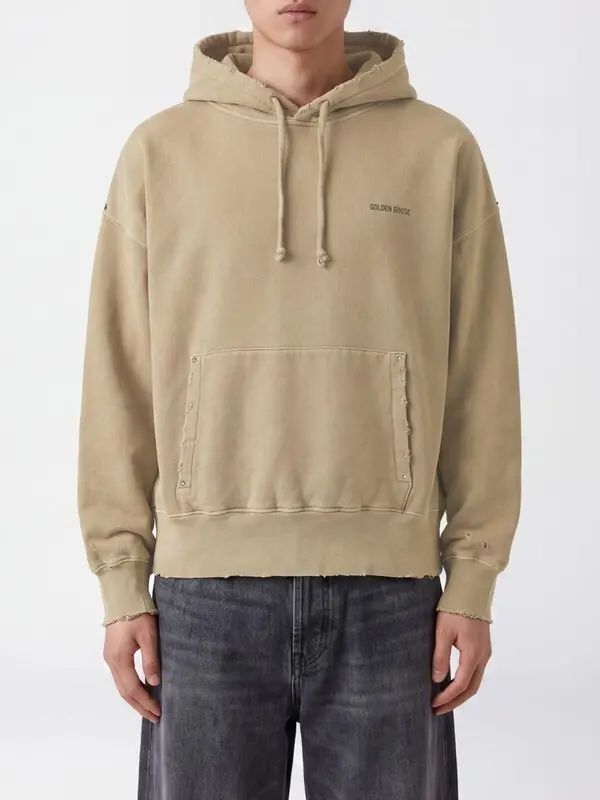 GOLDEN GOOSE Cotton Hoodie With Contrasting Embroidered Logo