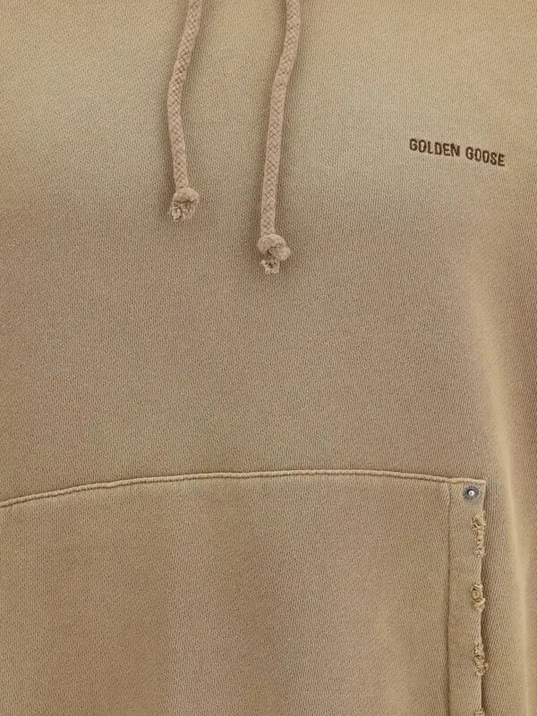 GOLDEN GOOSE Cotton Hoodie With Contrasting Embroidered Logo