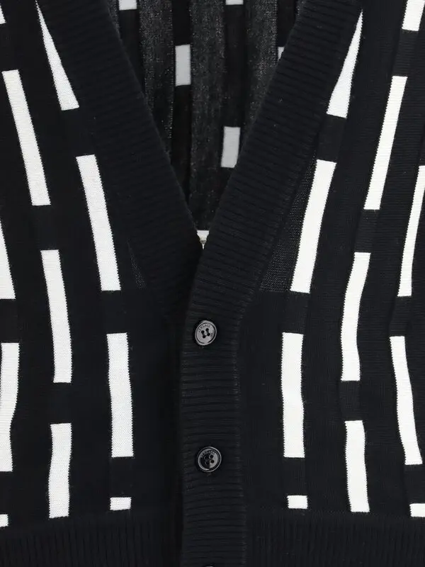 Versace Abstract All-over Pattern Wool Cardigan With V-neck