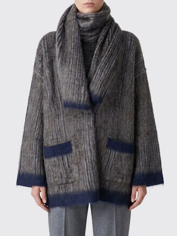 Brunello Cucinelli Abstract Pattern Mohair Wool Blend Robe Cardigan