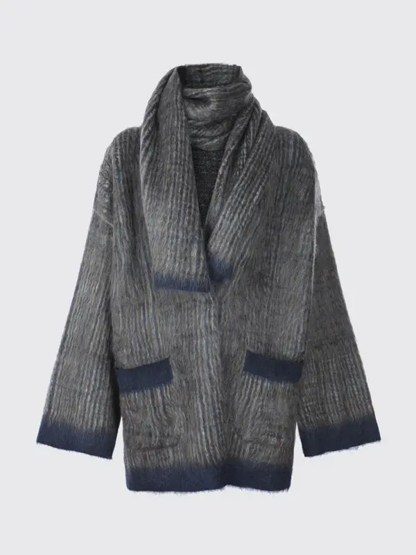 Brunello Cucinelli Abstract Pattern Mohair Wool Blend Robe Cardigan