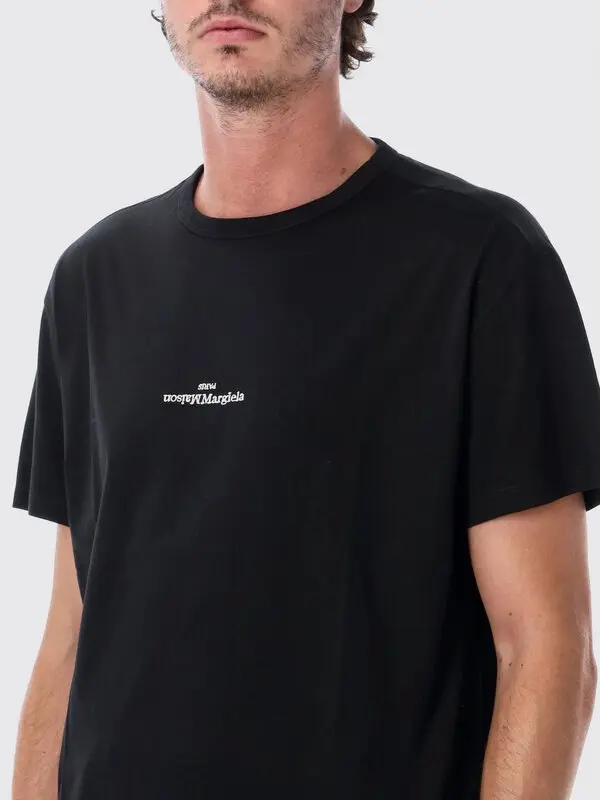 MAISON MARGIELA Cotton T-shirt With Contrast Logo - Black
