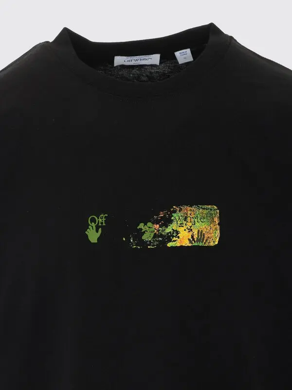 Off-White Cotton Crewneck T-shirt With Rear Arrow Logo Print