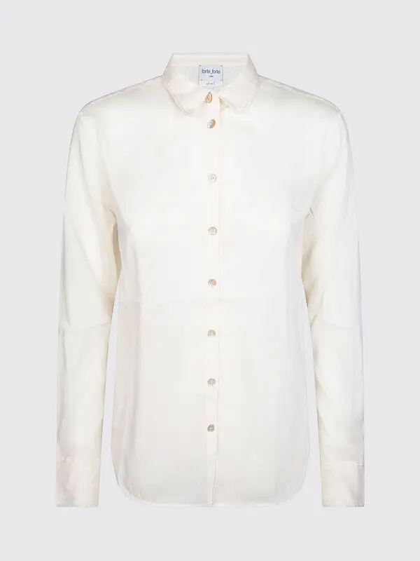 FORTE_FORTE Silk And Cotton Blend Shirt With French Collar - Burnt
