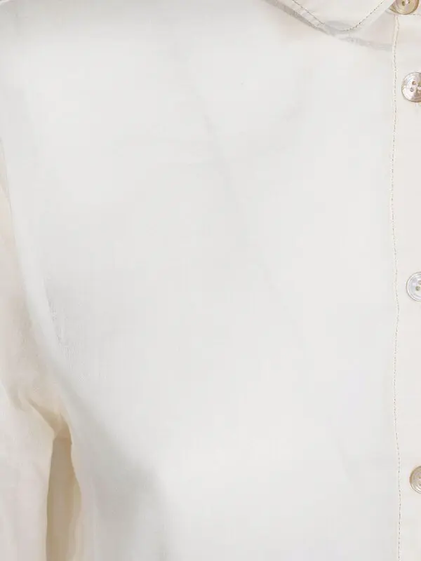FORTE_FORTE Silk And Cotton Blend Shirt With French Collar - Burnt