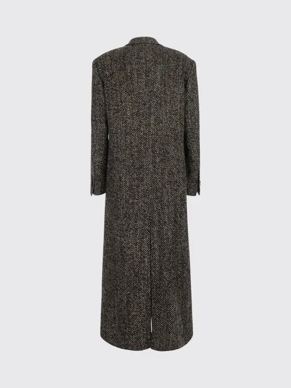 Tagliatore Chevron Pattern Double-breasted Long Wool Coat With Classic Lapels