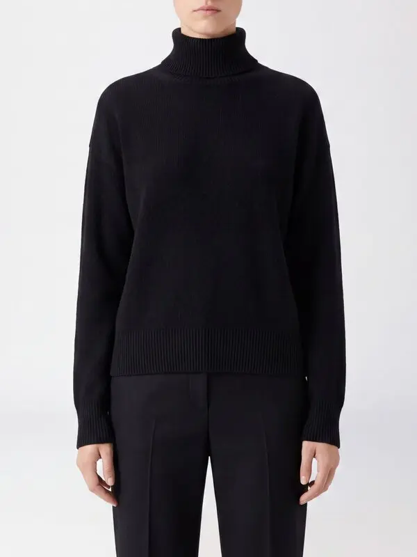 THE ROW Long-sleeved Pure Cashmere Turtleneck - Black