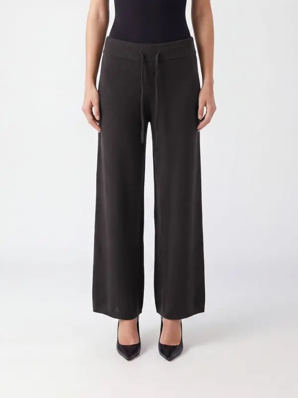 LISA YANG Pure Cashmere Wide-leg Drawstring Trousers - Brown
