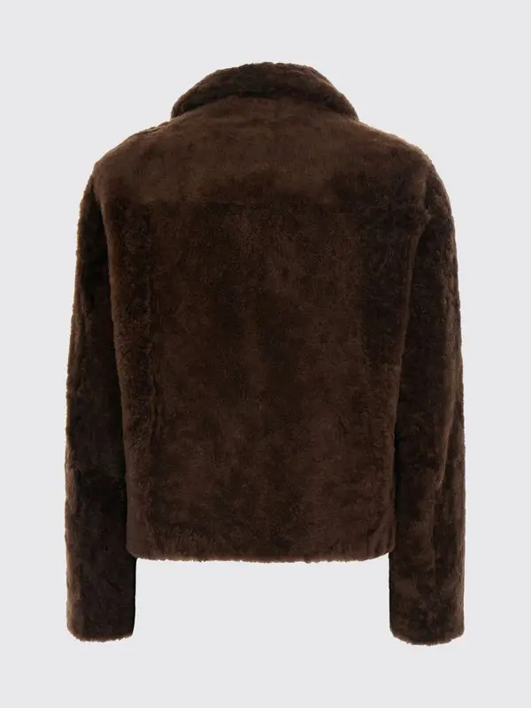 Brunello Cucinelli Double-breasted Short Shearling Coat With Classic Collar - Brown