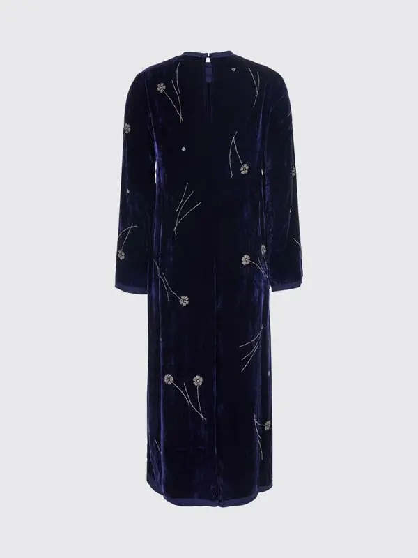 FORTE_FORTE Floral Embroidered Velvet Midi Tunic With Beads