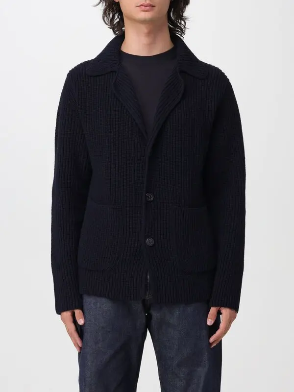 BROOKSFIELD Casual Knit Blazer In Lambswool Blend With Lapels And Patch Pockets - Navy
