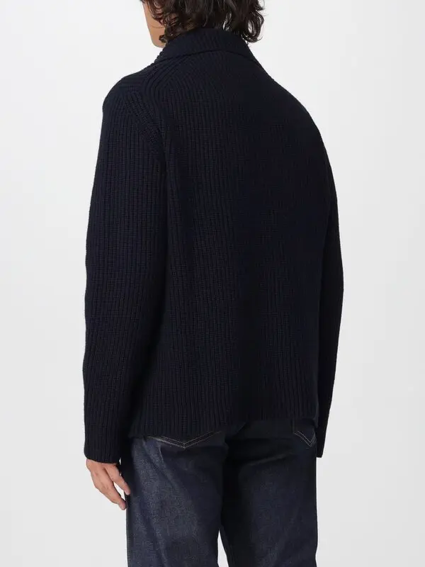 BROOKSFIELD Casual Knit Blazer In Lambswool Blend With Lapels And Patch Pockets - Navy