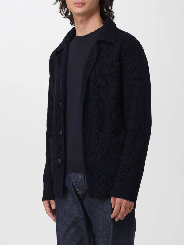 BROOKSFIELD Casual Knit Blazer In Lambswool Blend With Lapels And Patch Pockets - Navy