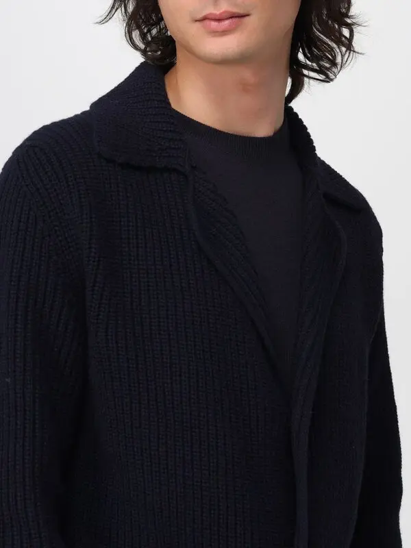 BROOKSFIELD Casual Knit Blazer In Lambswool Blend With Lapels And Patch Pockets - Navy